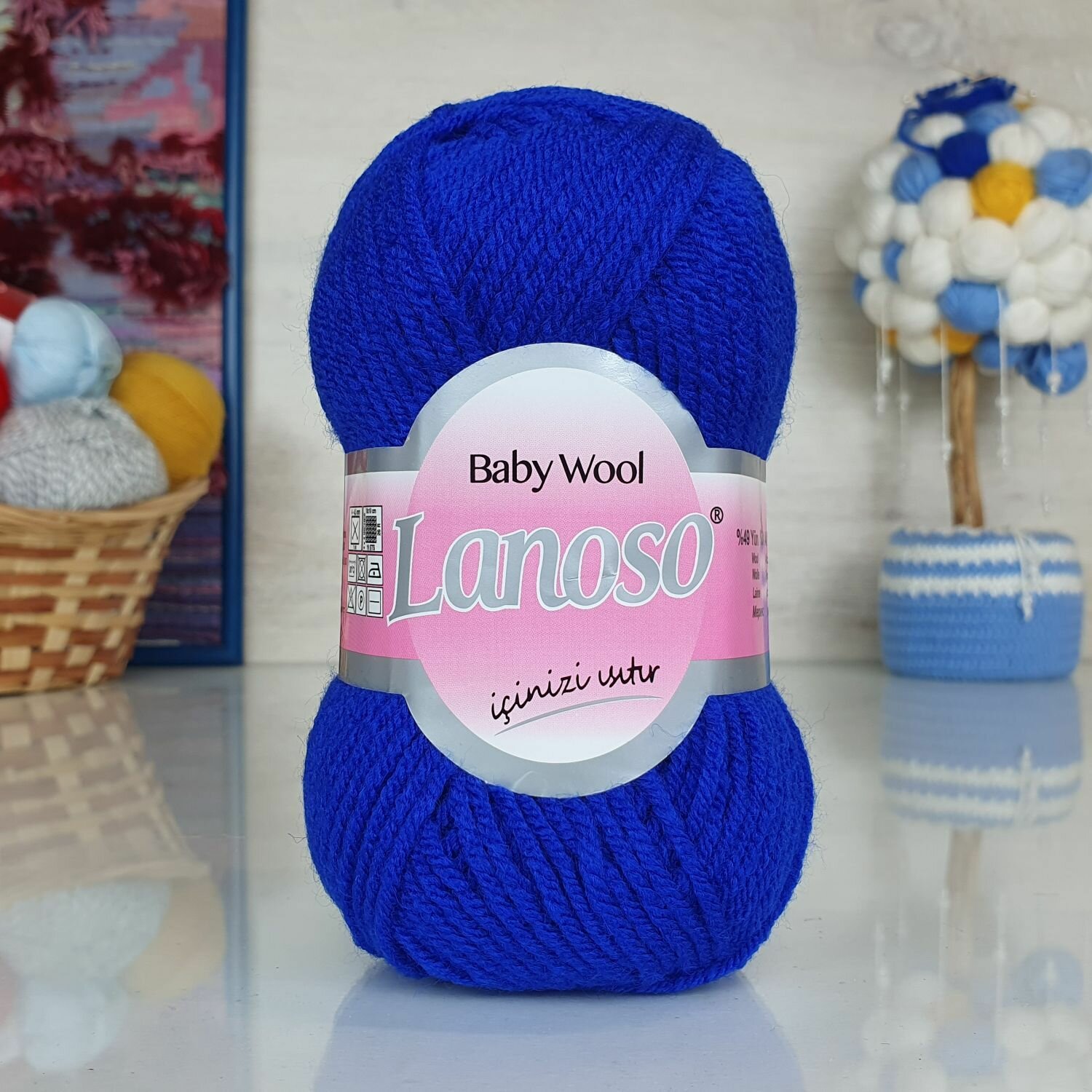 Пряжа Baby wool Lanoso, василек - 554, 40% шерсть, 60% акрил, 10 мотков, 50 г, 150 м.
