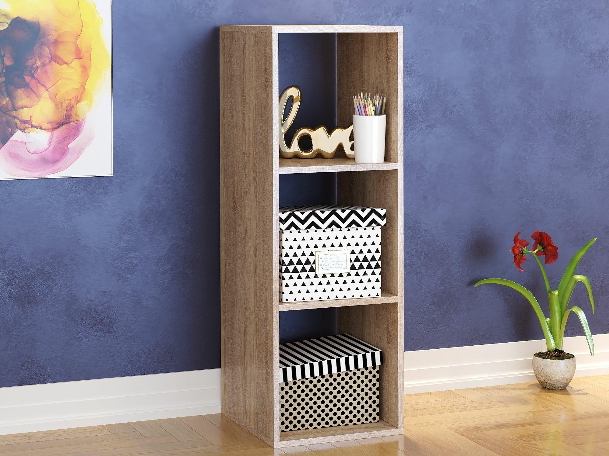 Стеллаж для книг 3 секции с полками Мебель на Руси "Каллакс" 36х107х39, дуб сонома, ЛДСП