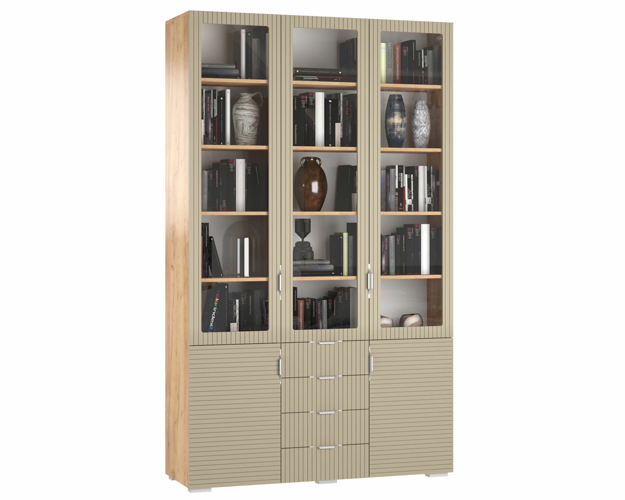 Книжный шкаф "Аметист 6" 120х200х40, дуб крафт золотой / мокко