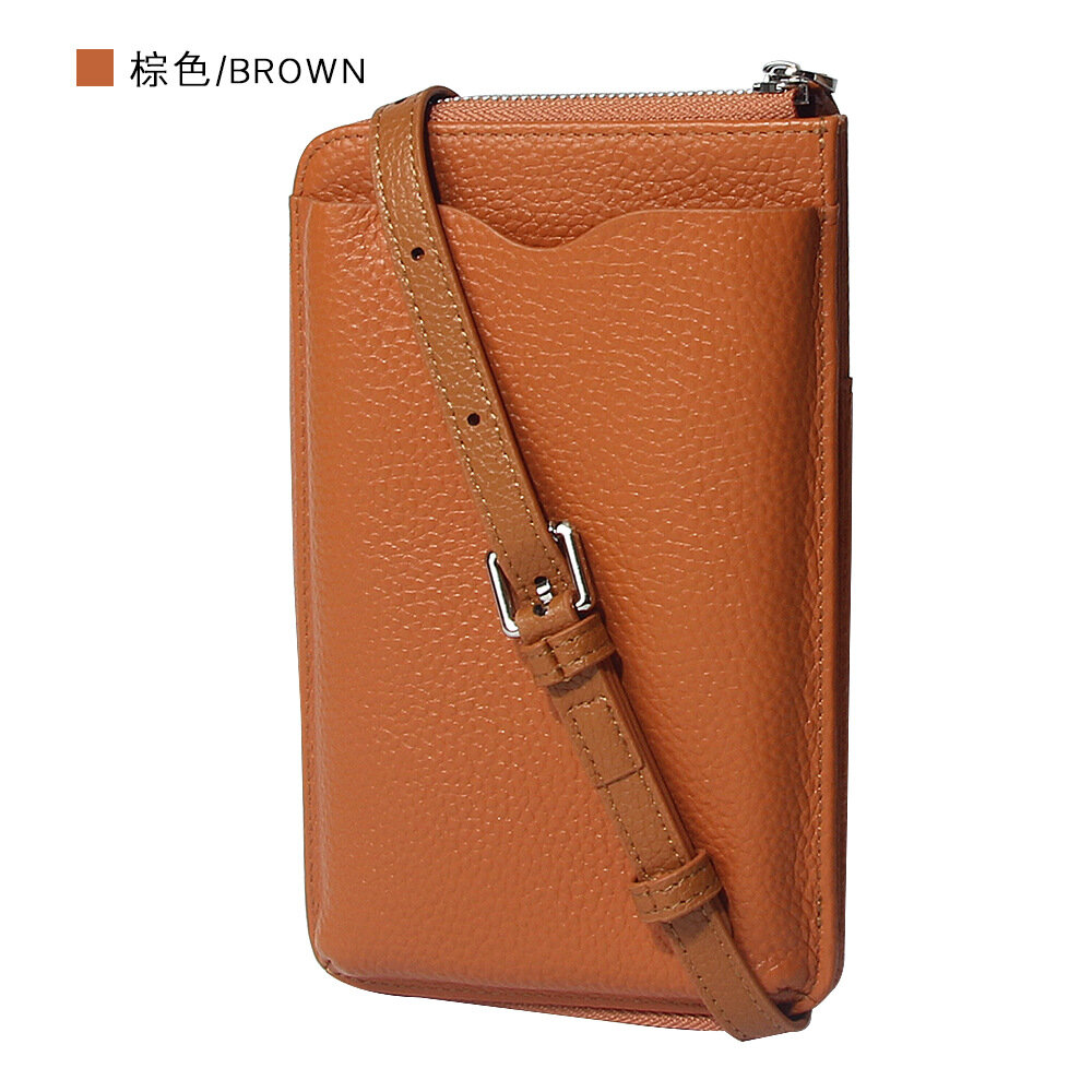 Сумка для телефона Zhenni Poetry Messenger, натуральная кожа, женская, летняя, коричневая