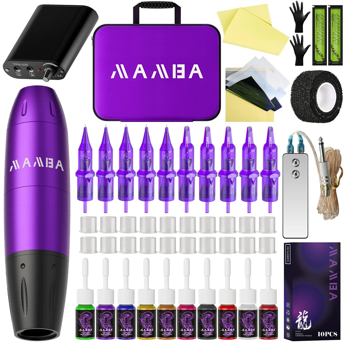 Профессиональный набор для татуировки Mamba machine kit purple