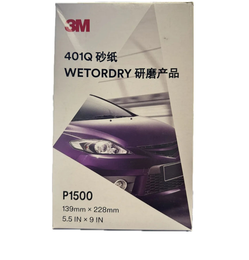 Наждачная бумага водостойкая 3M WetorDry 401Q P1500, 139ммХ228мм, шлифовальный лист 3М 401Q P1500 - 1шт