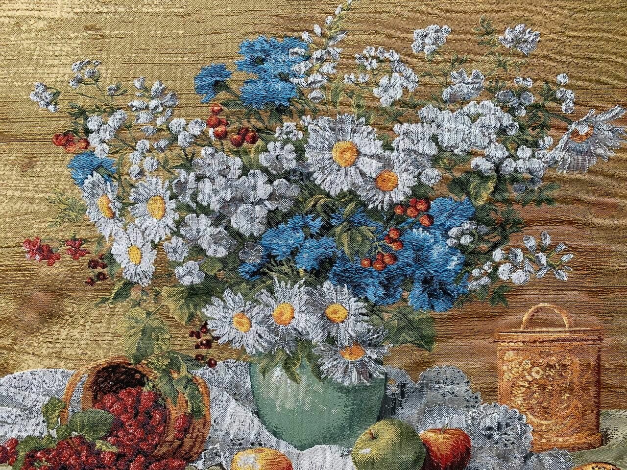 Гобелен, гобелен без рамы 48х68 см / Натюрморт "Подарок бабушке"