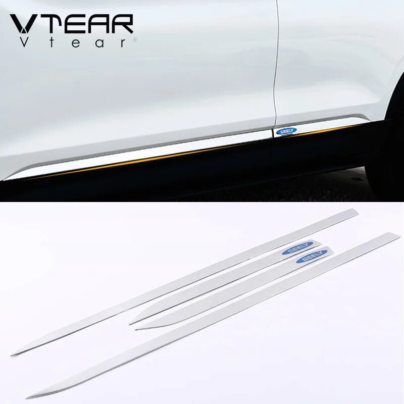 Vtear для Geely Coolray SX11 BelGee X50, накладка на внешнюю дверь, аксессуары, автомобильная рама, хромированный корпус, детали из нержавеющей стали
