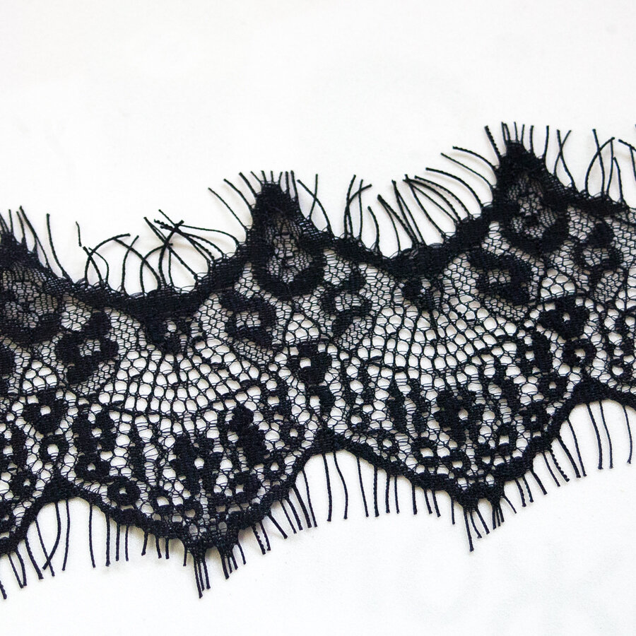 Изысканное шантильи: Кружево реснички , 65 мм, 9м(3шт*3м), цвет чёрный
