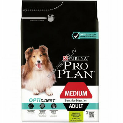Корм для собак ProPlan Adult Medium Sensitive Digestion д/взрослых средних пород чувствительное пищеварение ягненок/рис 78108