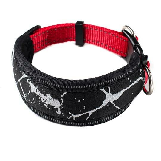 PetOpt Ошейник неопреновый широкий "Два кольца" фастекс красный/черный L 30мм*45-70см для собак