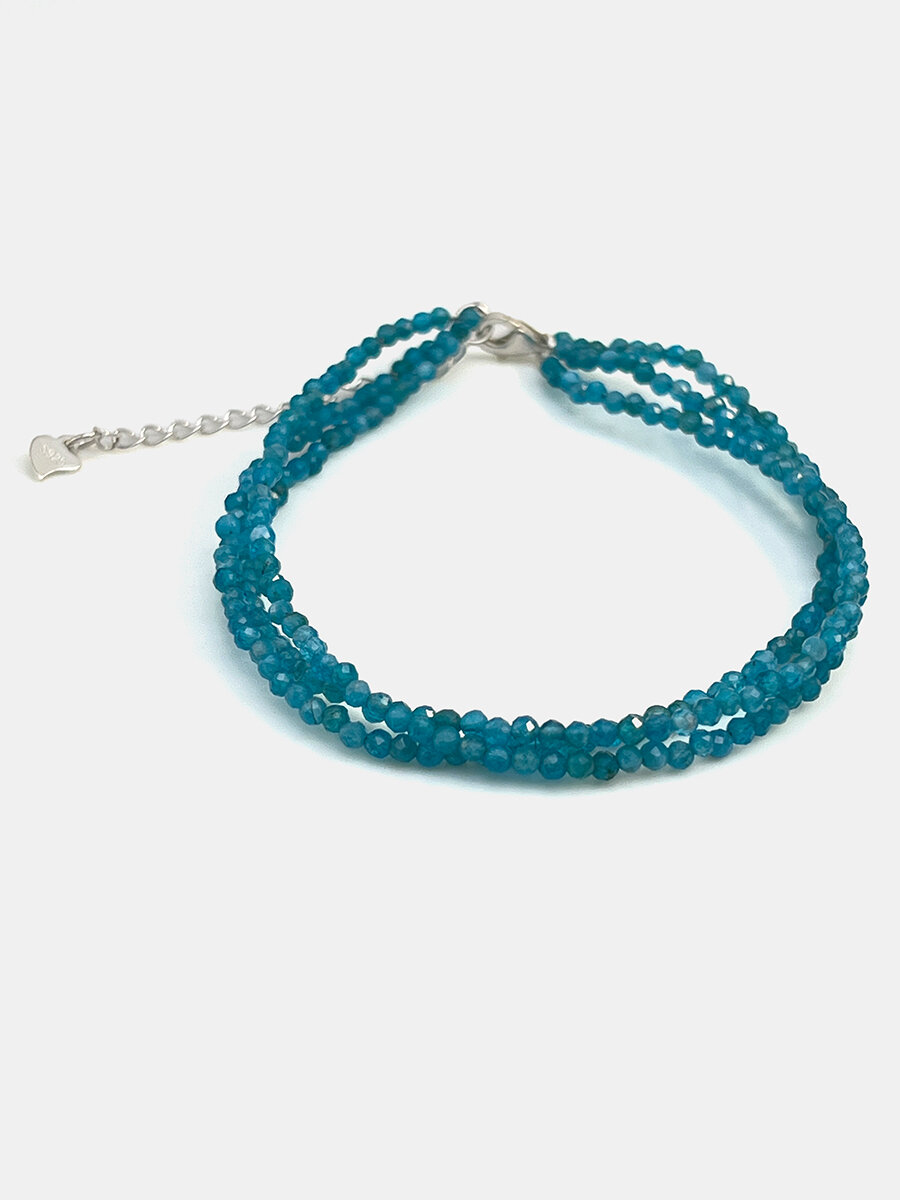 Браслет-нить, серебро, 925 проба, апатит