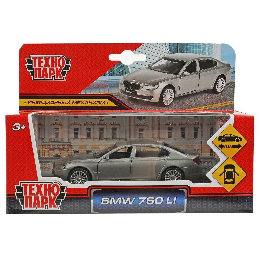 Модель Инерционная Технопарк BMW 760 (11см, металл, открываются двери, темно-серый, в коробке) 67314, (Huada Toy Co, Ltd)