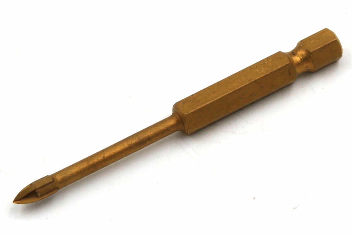 Kubis Сверло по стеклу и керамике 4-резцовое 4x65 мм TiN YG6X для точного сверления