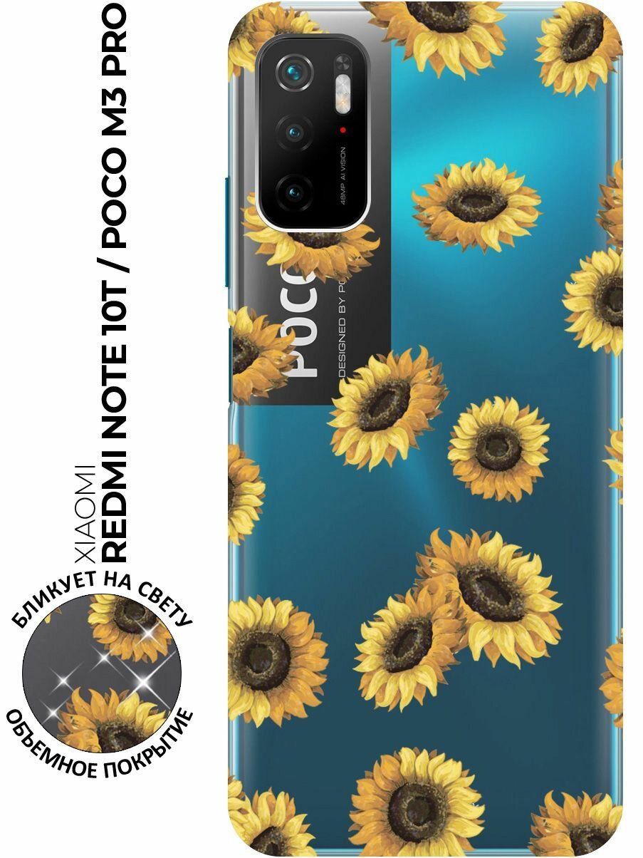 Силиконовый чехол с принтом Sunflowers для Xiaomi Redmi Note 10T / Poco M3 Pro / Сяоми Поко М3 Про / Сяоми Редми Ноут 10Т