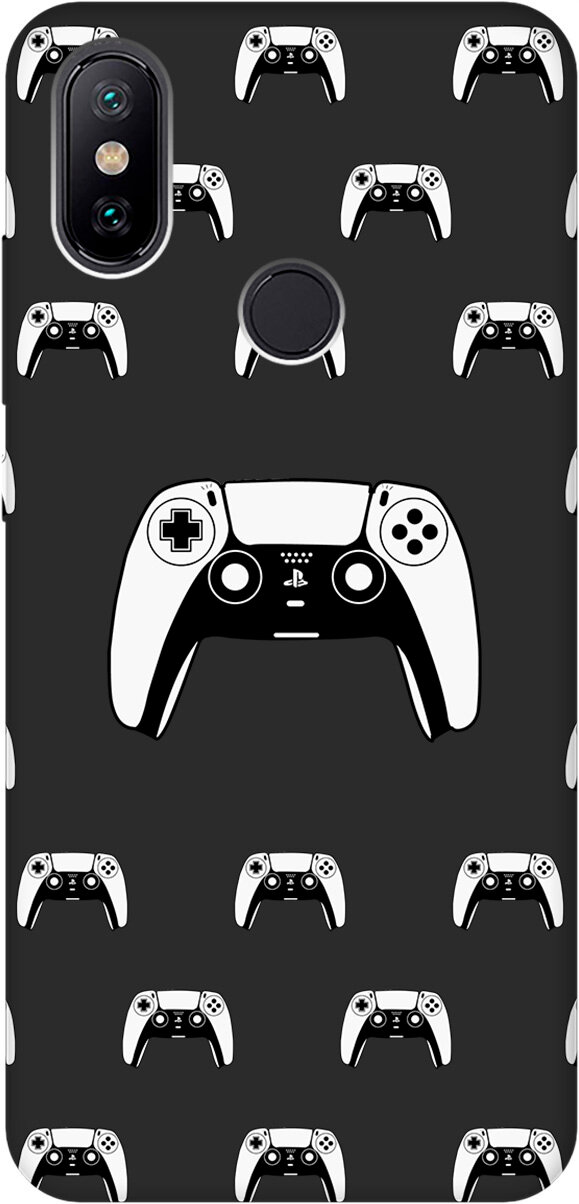 Матовый чехол Controller Pattern для Xiaomi Mi 6X / Mi A2 / Сяоми Ми 6Х / Ми А2 с 3D эффектом черный