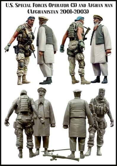 EM35048 Evolution Miniatures Американский спецназовец и местный житель, Афганистан 2001-2003гг (2 фи