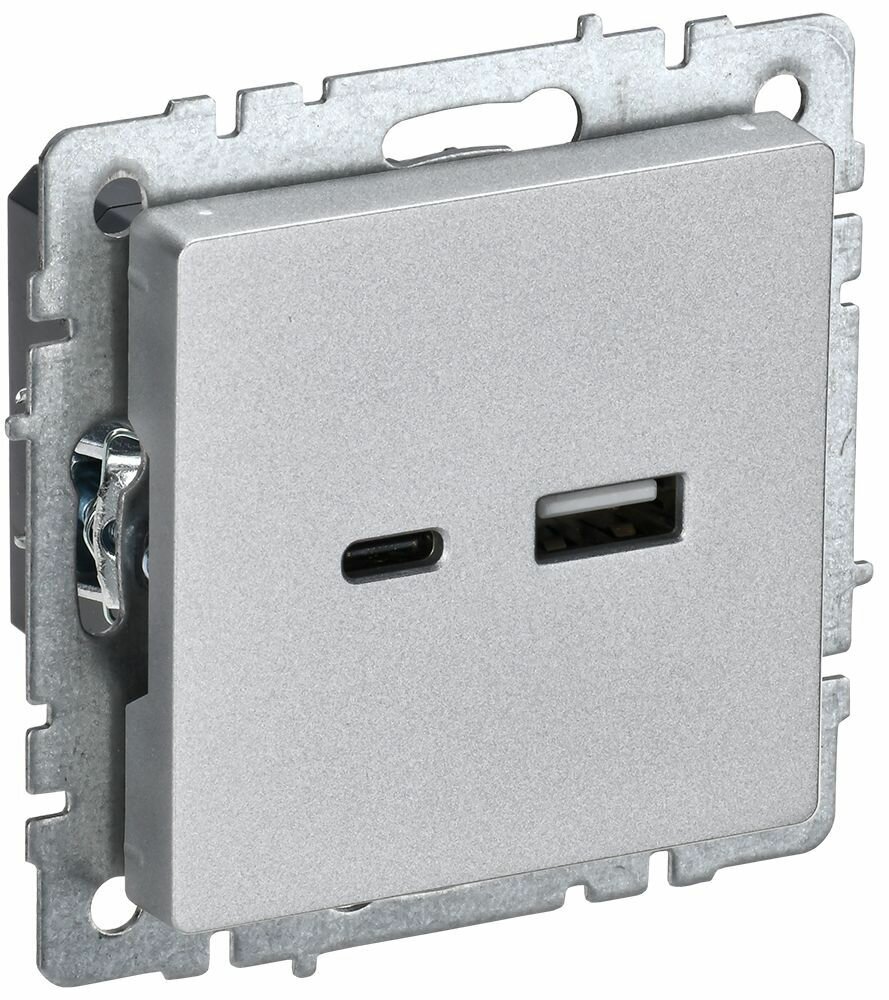 Розетка c USB двойная РЮ11-1-БрА A+ type C 18Вт IEK серия BRITE