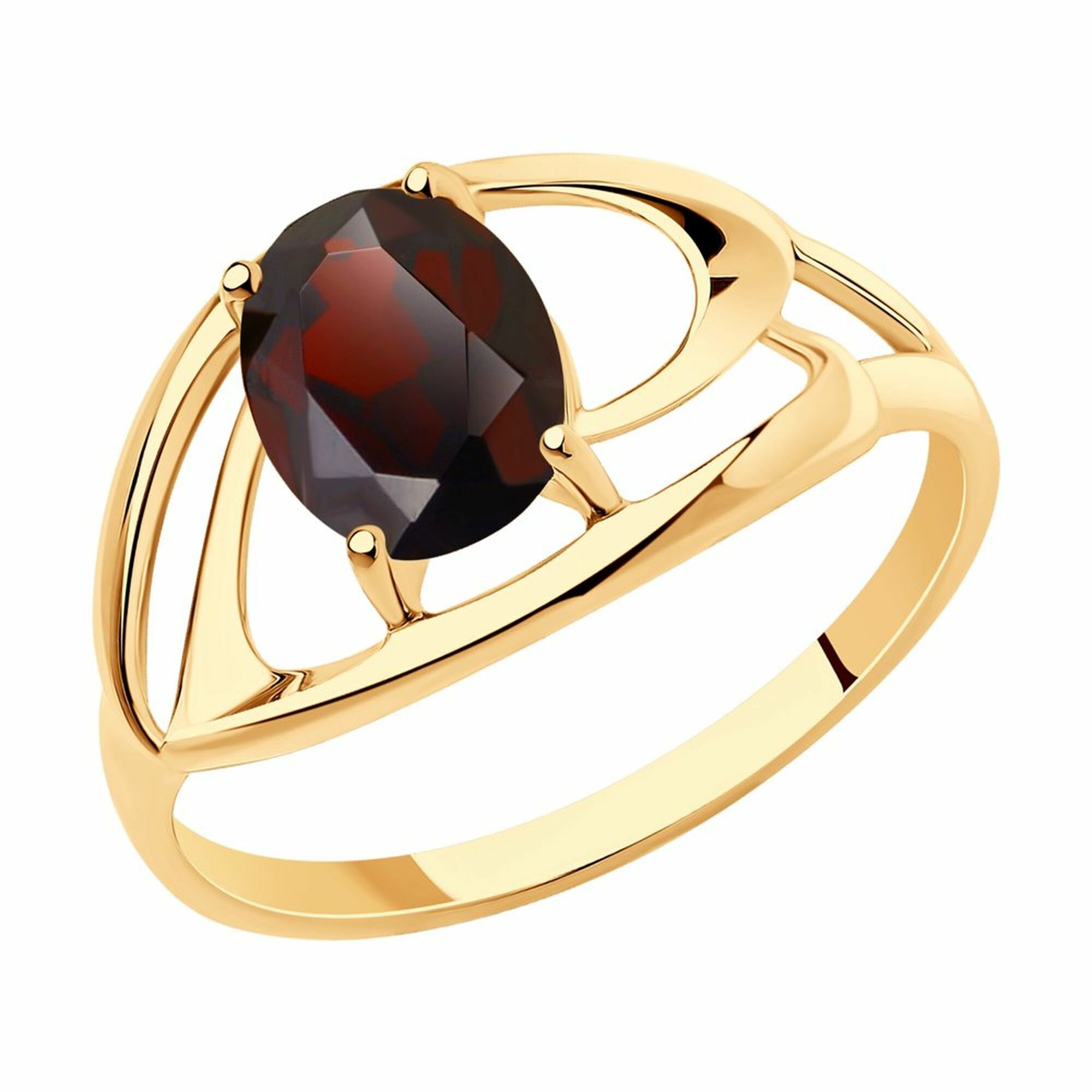 Кольцо, красное золото, 585 проба, гранат