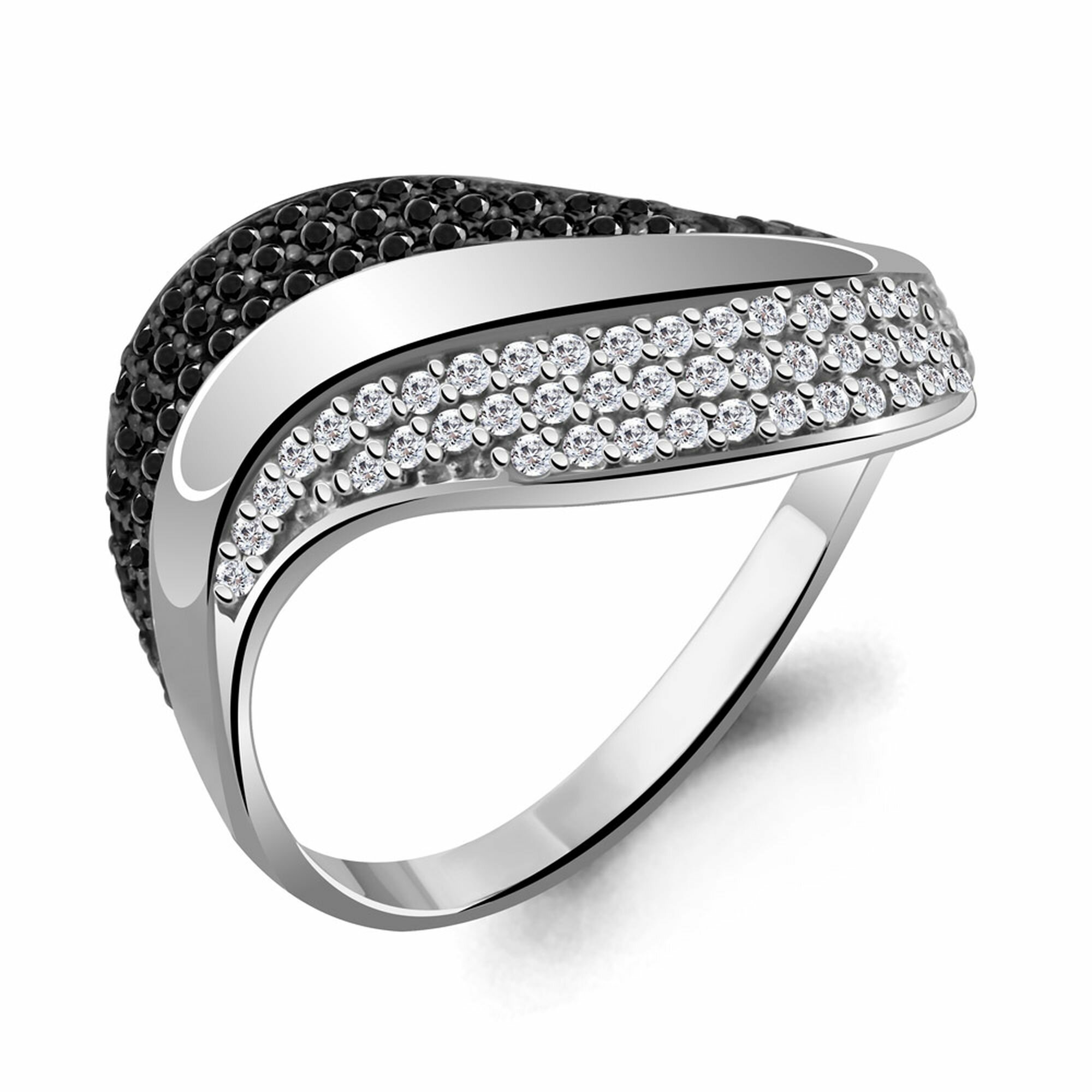 Кольцо дорожка, серебро, 925 проба, родирование, фианит, кристалл