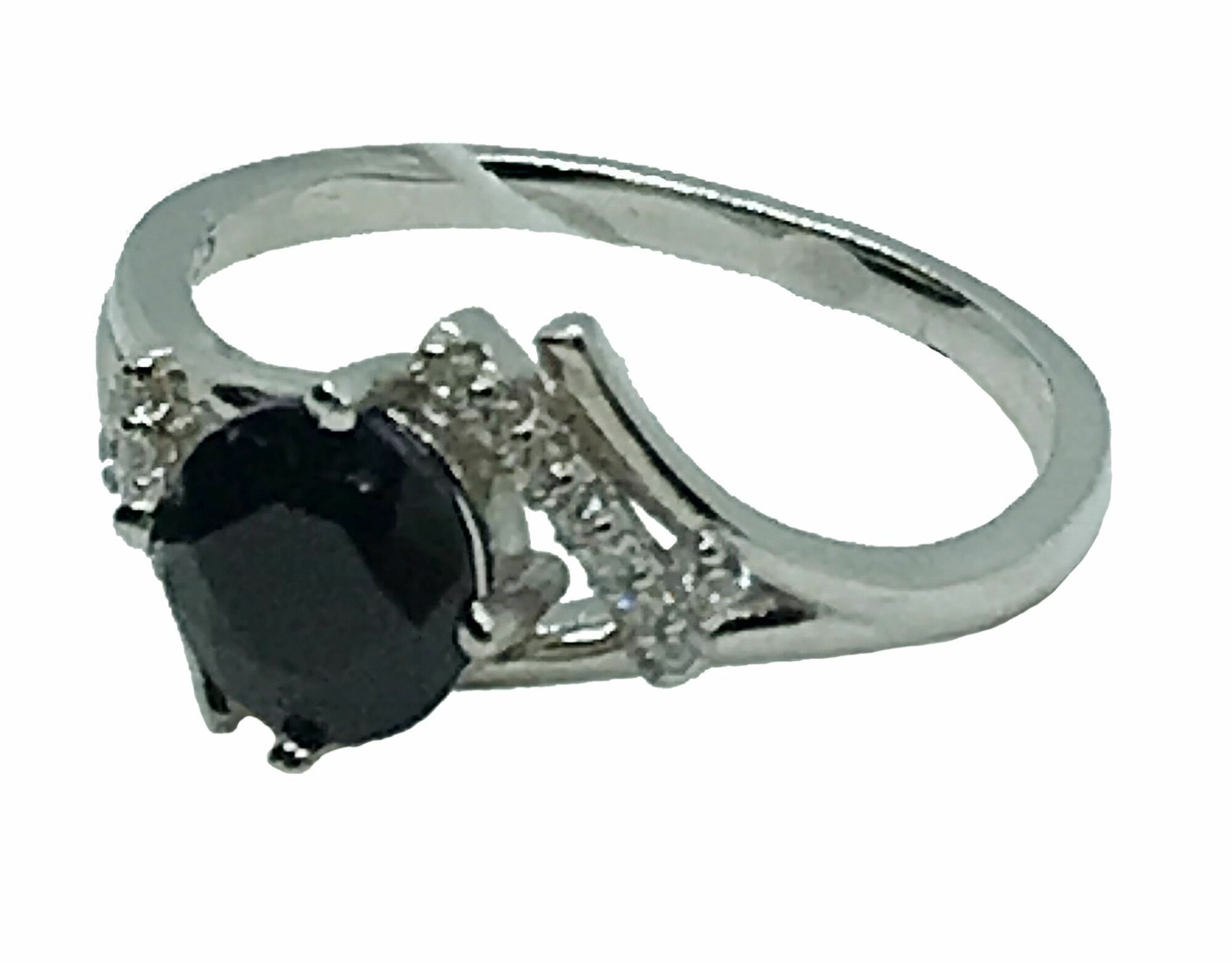 Кольцо на фалангу, серебро, 925 проба, родирование, сапфир