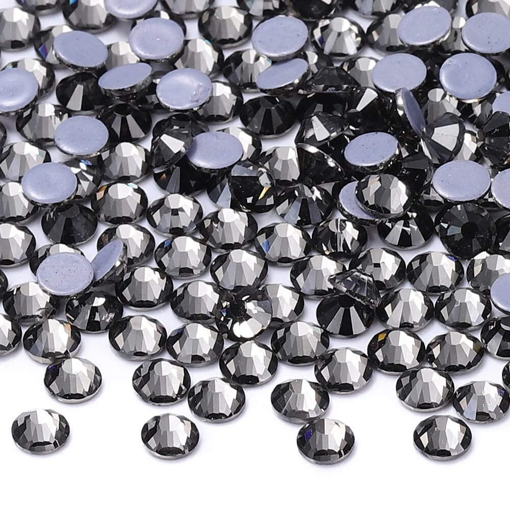 Стразы QIIY SS3-SS50 черные стеклянные Серебряный, SS20-1440Pcs, Black Diamond