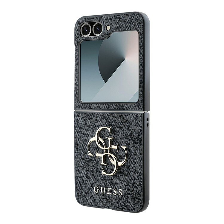 Guess чехол для Galaxy Z Flip 6, PU-кожа 4G Big metal logo Black