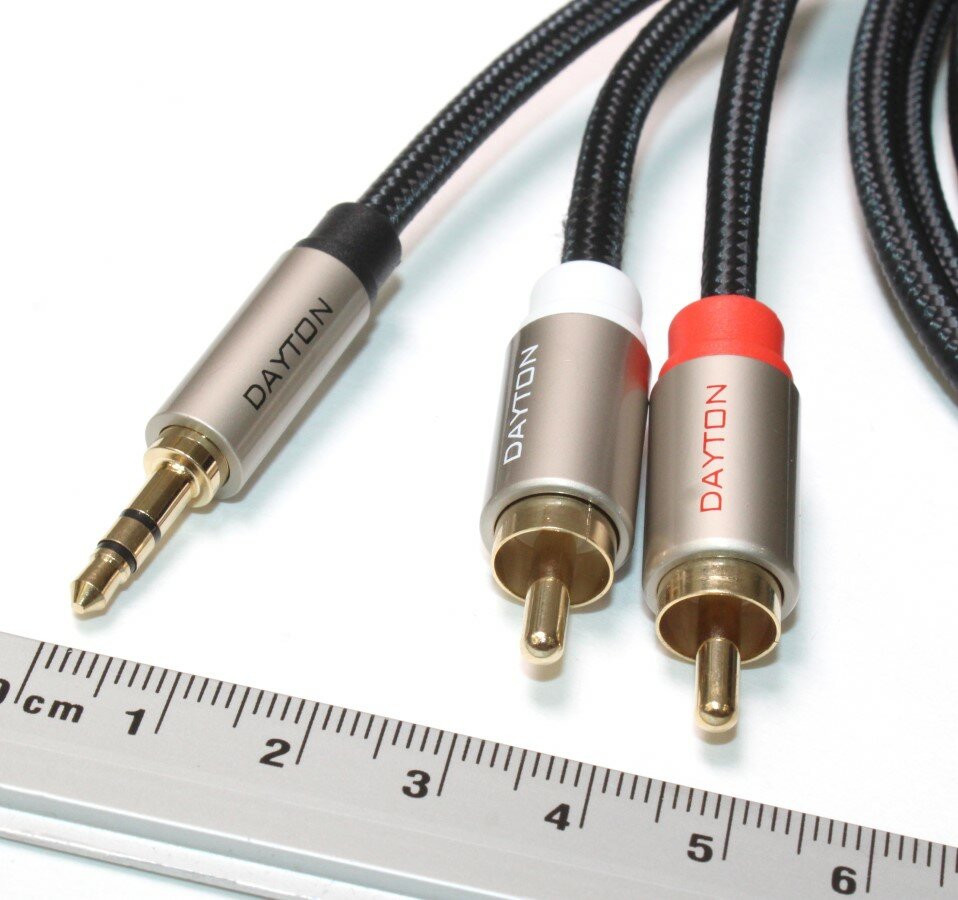 Шнур RCA2-«Джек 3,5 мм» PREMIUM SOUND (штекер позол. мет.), д.4,0 мм, 1,5 м, DAYTON