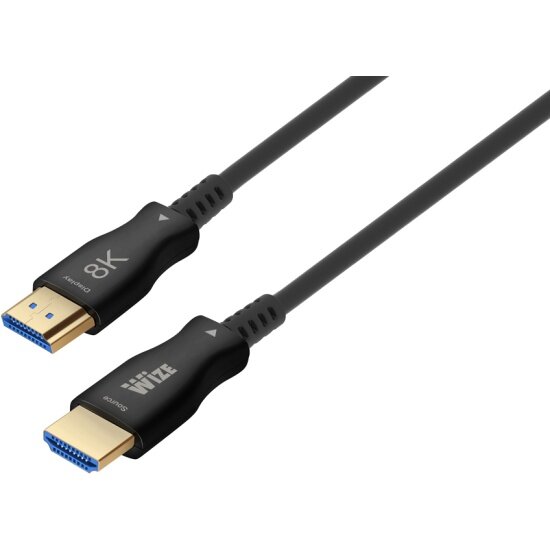 Кабель Wize HDMI оптический, 8K/60HZ 4:4:4, v.2.1, ARC, 19M/19M, HDCP 2.2, Ethernet, 20 м, черный
