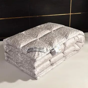 Одеяло Односпальный 200x230 см, Всесезонное, с наполнителем Гусиный пух, Полиэфирное волокно, комплект из 1 шт