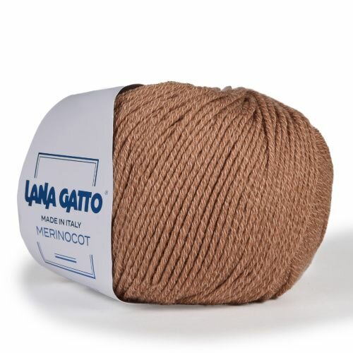 Пряжа Lana Gatto Merinocot 14202 тёмный беж (50г/125м, упаковка 10 мотков)