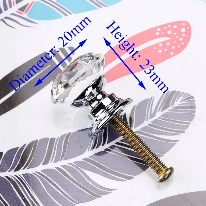 Ручки NAIERDI из хрустального стекла, алмазная форма 20mm White