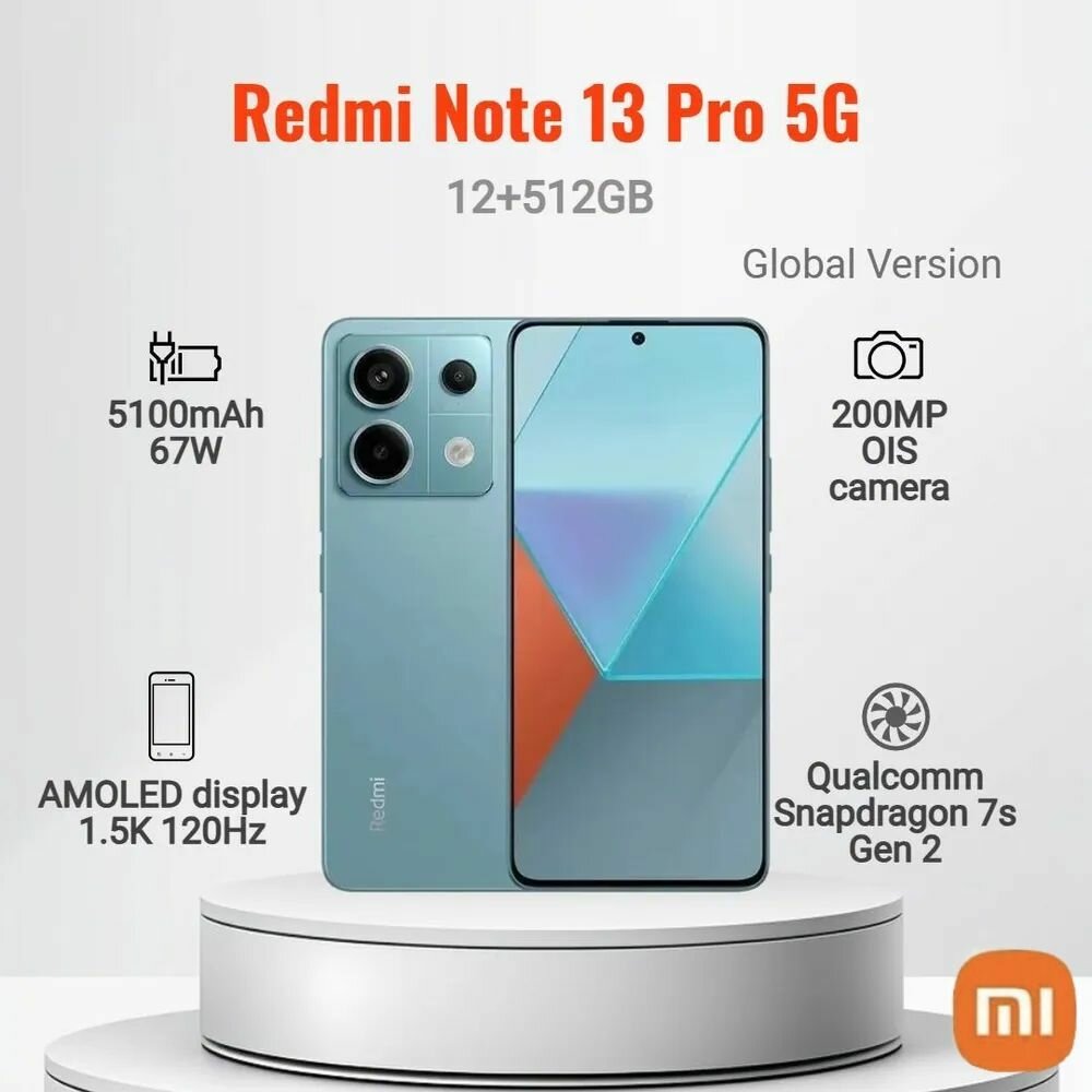 Смартфон Redmi Note 13 Pro 5G 12/512 ГБ, синий