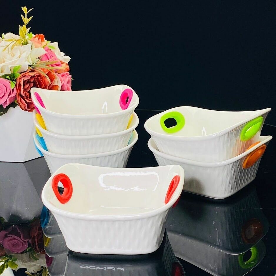 Набор из 6 квадратных салатников 13см