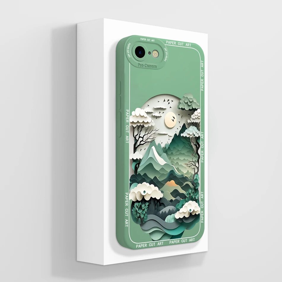 Чехол для iPhone 7/8/SE изумрудный, Paper Cut Art, TYG447