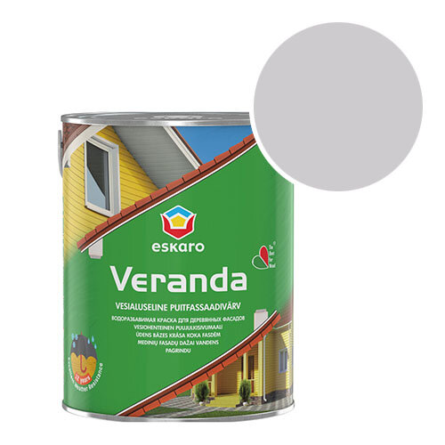 Краска фасадная по дереву Eskaro Veranda масляно-акриловая RAL 7047 (Телегрей 4 - Telegrey 4) 0,95 л