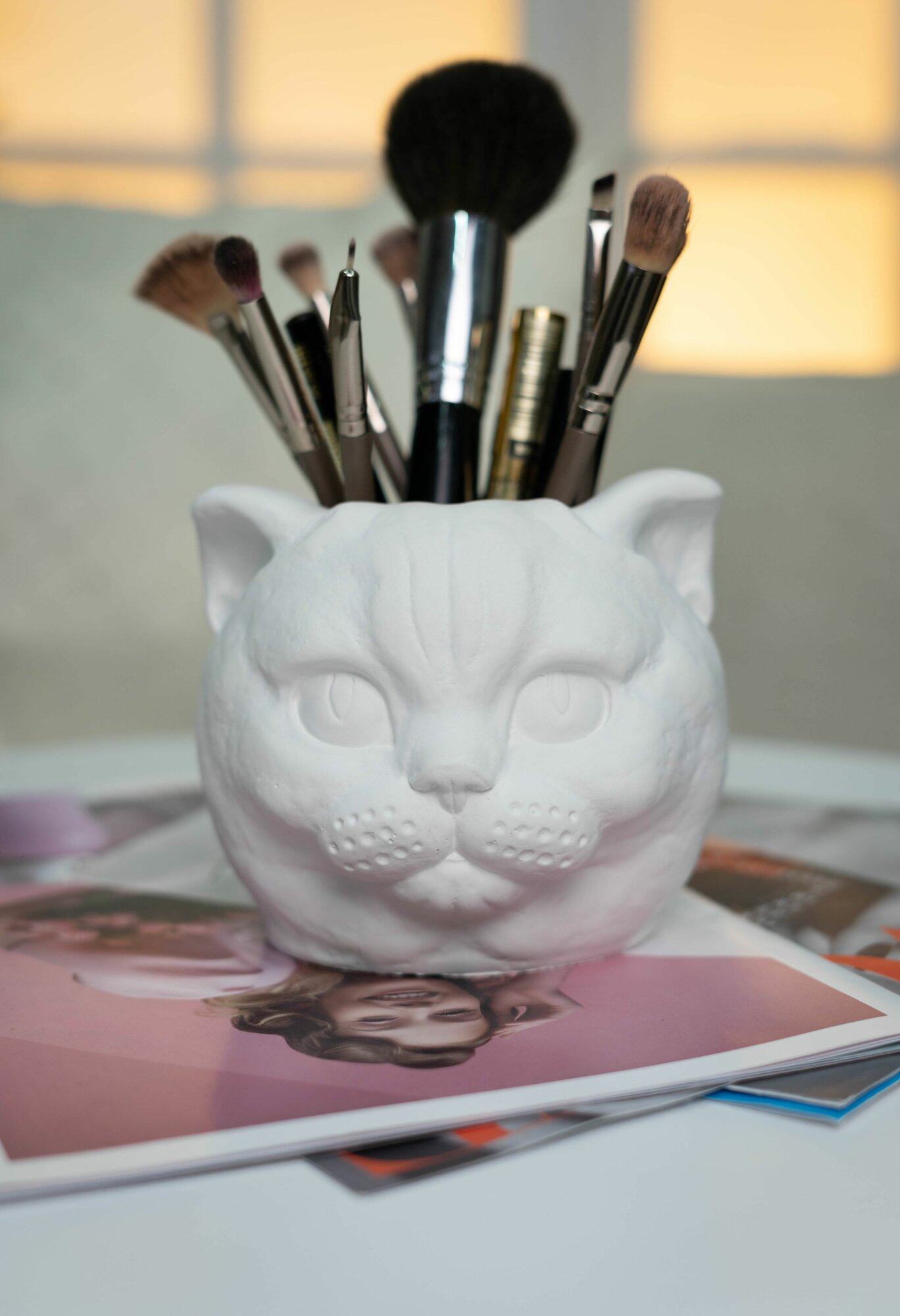 Кашпо "Котенок" белый ,11 см