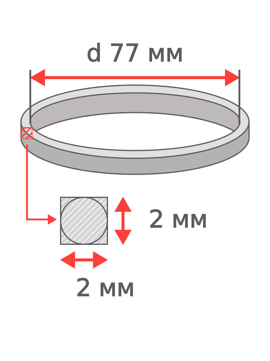 Пассик 77*2.0*2.0, L/2-полудлина 121мм, резиновый, универсальный