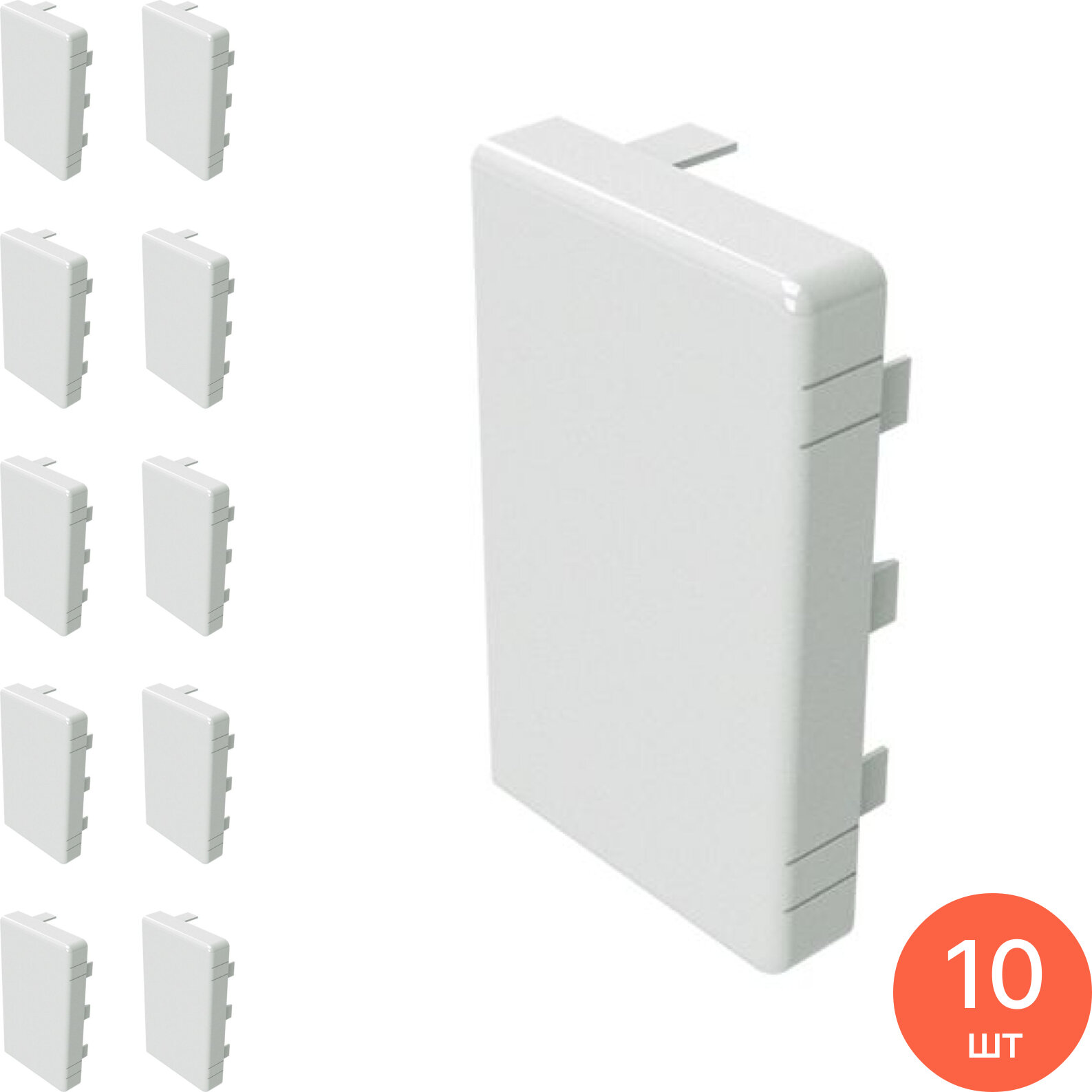 Заглушка DKC / ДКС LAN симметричная, прямоугольная, пластиковая, белая, размером 25x30мм / аксессуары для кабель каналов (комплект из 10 шт)
