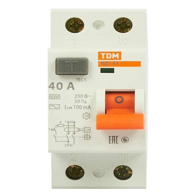 TDM Electric Автоматический выключатель BД1-63 2P 40A 100mA 4.5kA AC SQ0203-0011