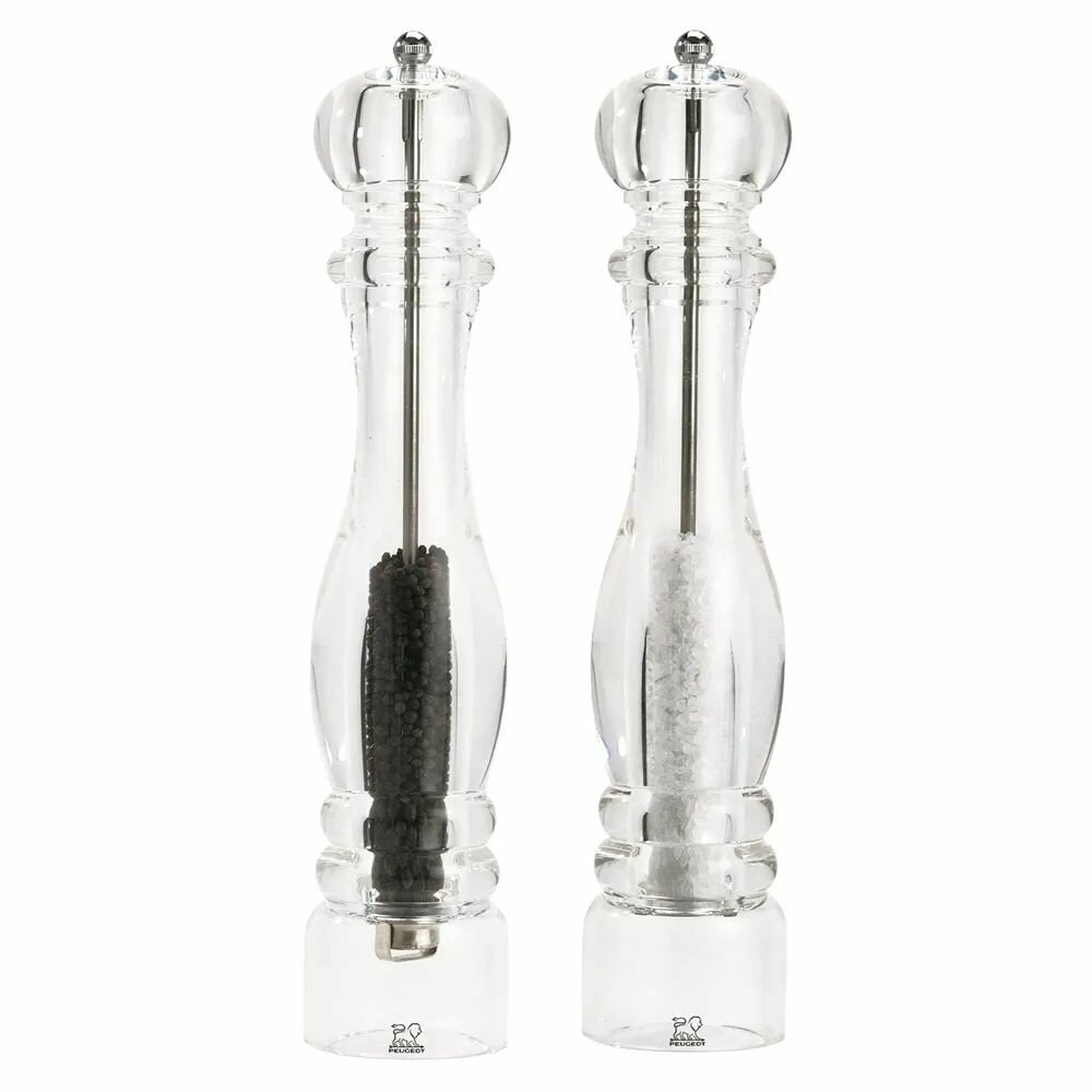 Набор ручных мельниц Peugeot Nancy - 2 шт, для соли и перца, акриловые, прозрачные, 38 см, 4006950014964