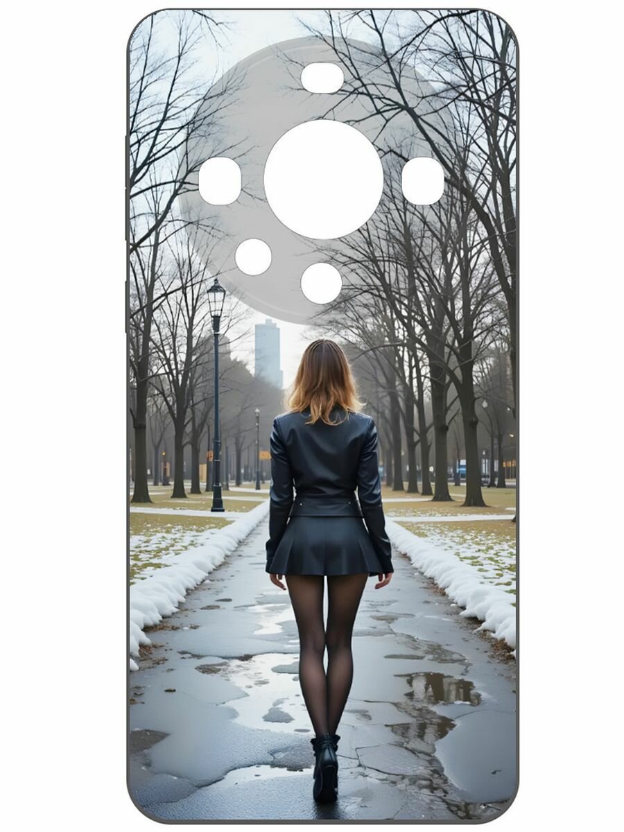 Чехол-накладка Krutoff Soft Case Весна в городе для Huawei Mate 60 черный