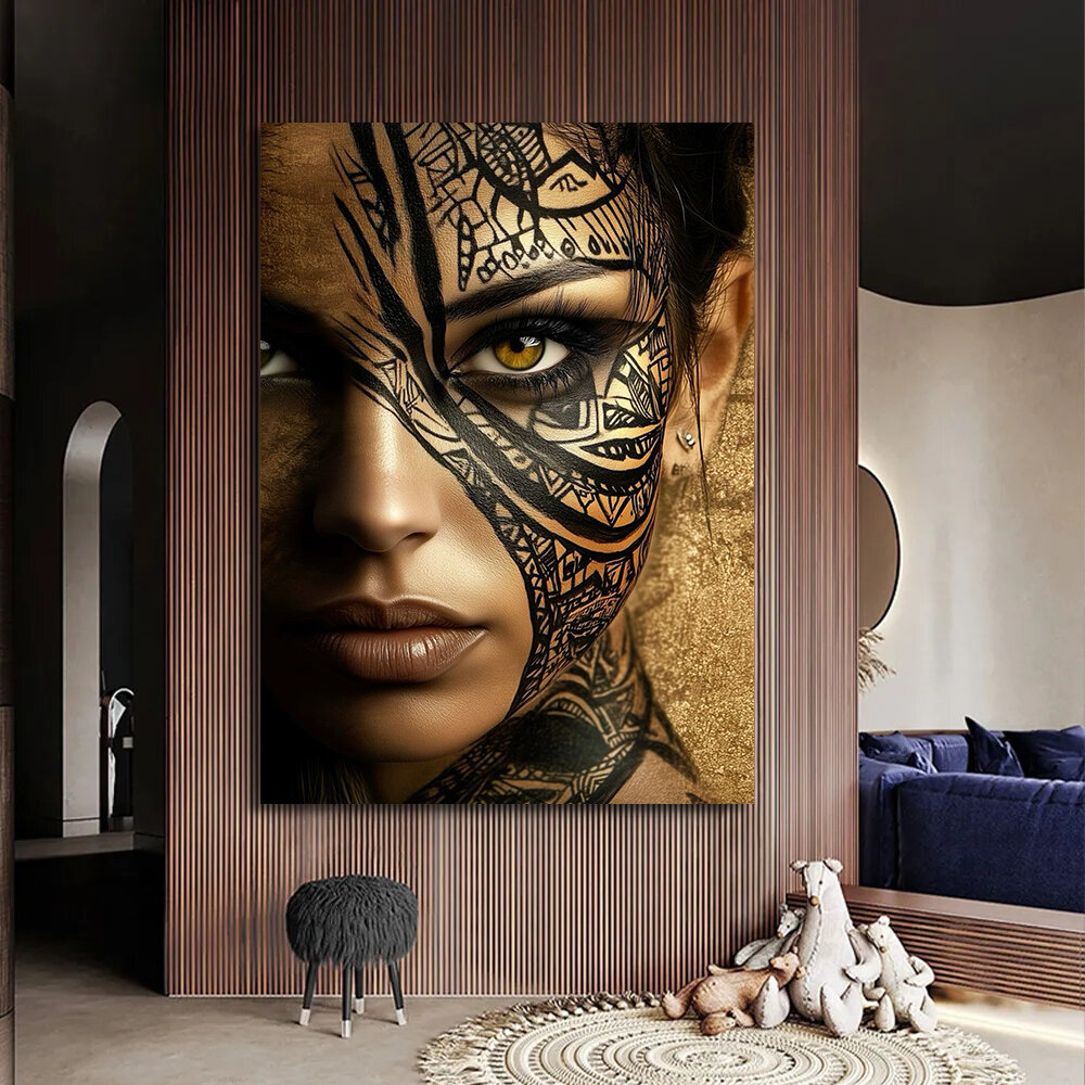 Лица/ девушка на холсте, картина в интерьер / в салон красоты, 50х70 см.