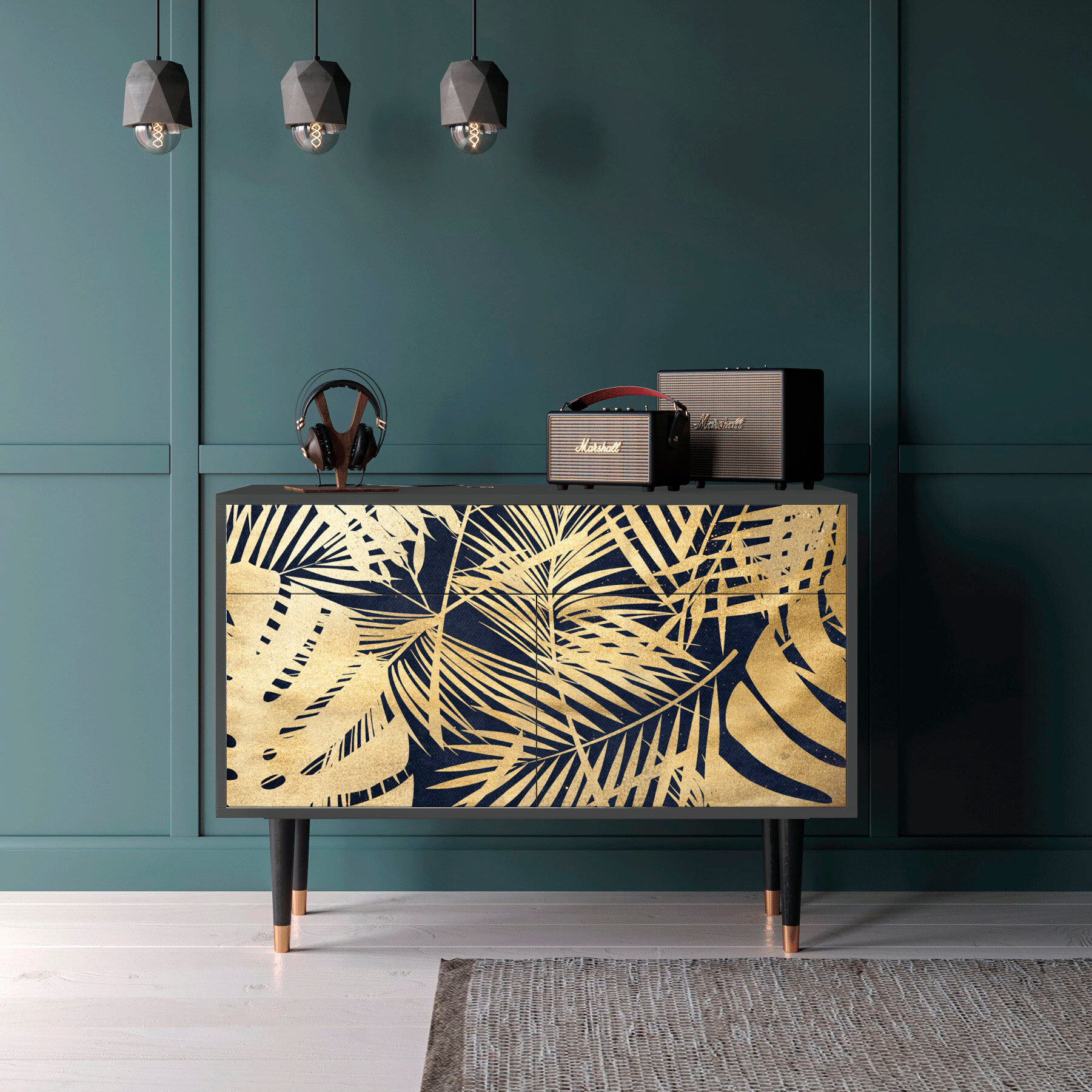 Комод - STORYZ - BS4 Jungle Vibes, Размер - 115 x 85 x 48 см, Цвет корпуса - Антрацит