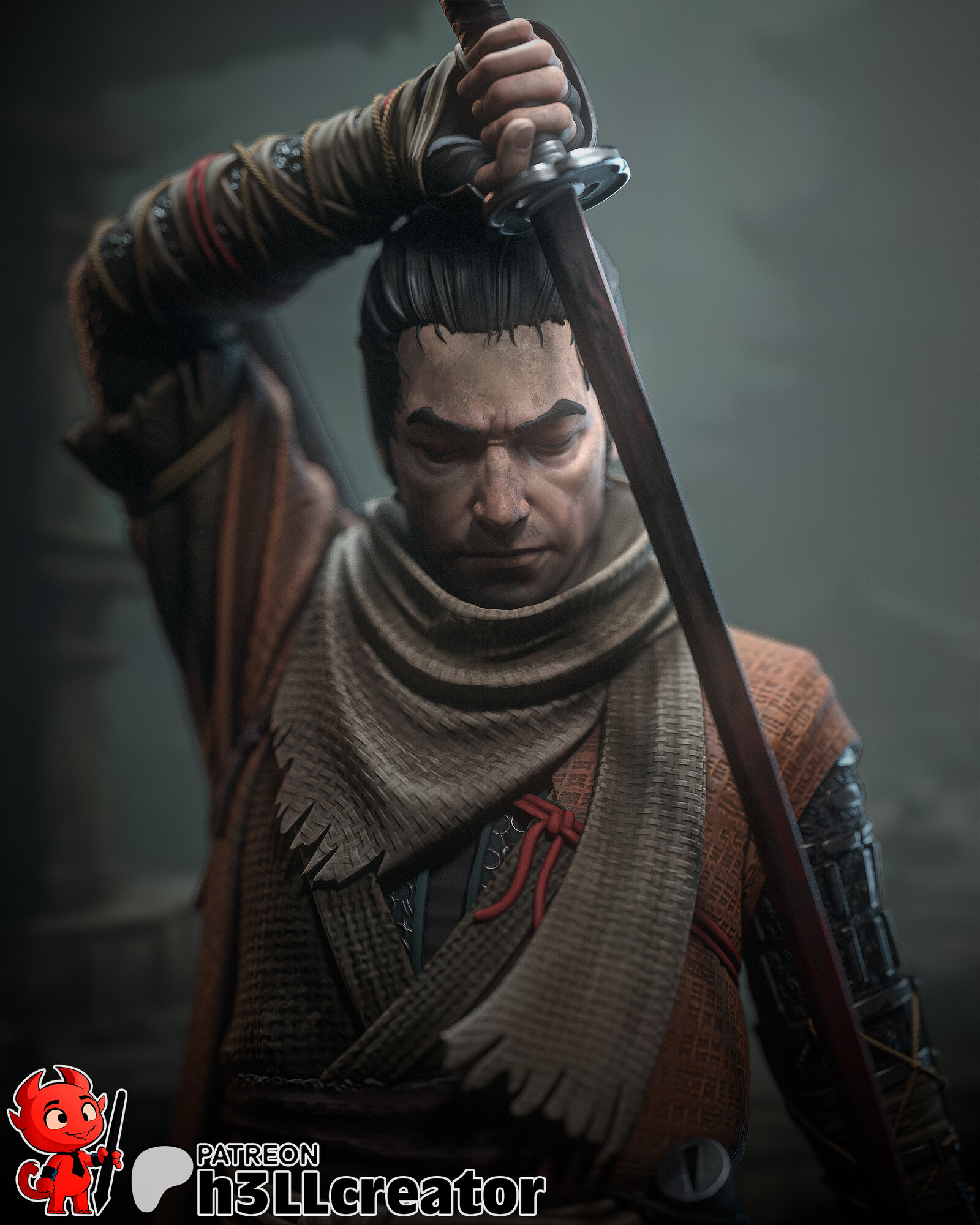 Фигура модель Однорукий волк, Секиро, Wolf from Sekiro (Shadows Die Twice), 171 мм