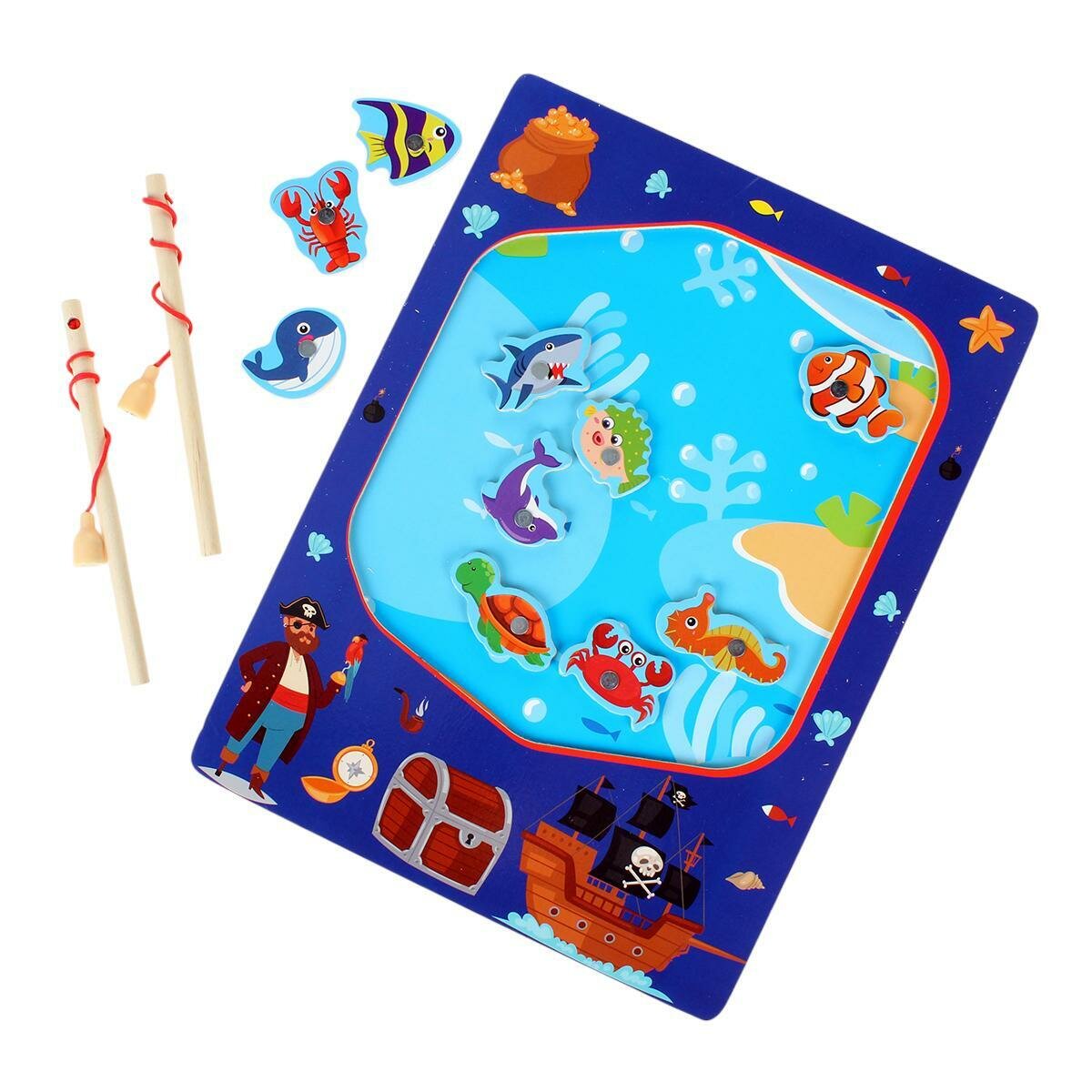 Деревянная магнитная рыбалка для детей 30х22 см, развивающая игрушка