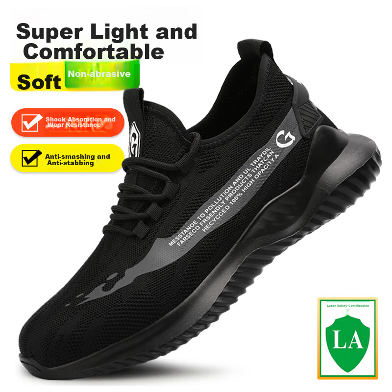 JUNBU Safety Shoes for Men with Steel Toe Cap, Anti-Smashing, Anti-Puncture, Ultra-Light, Comfortable, Soft-Soled, Safety Work Site Functional Shoes 2039 Size 41