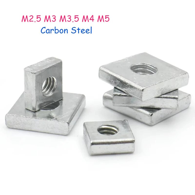 Квадратные гайки Huiruixin из углеродистой стали M2.5 M3 M3.5 M4 M5