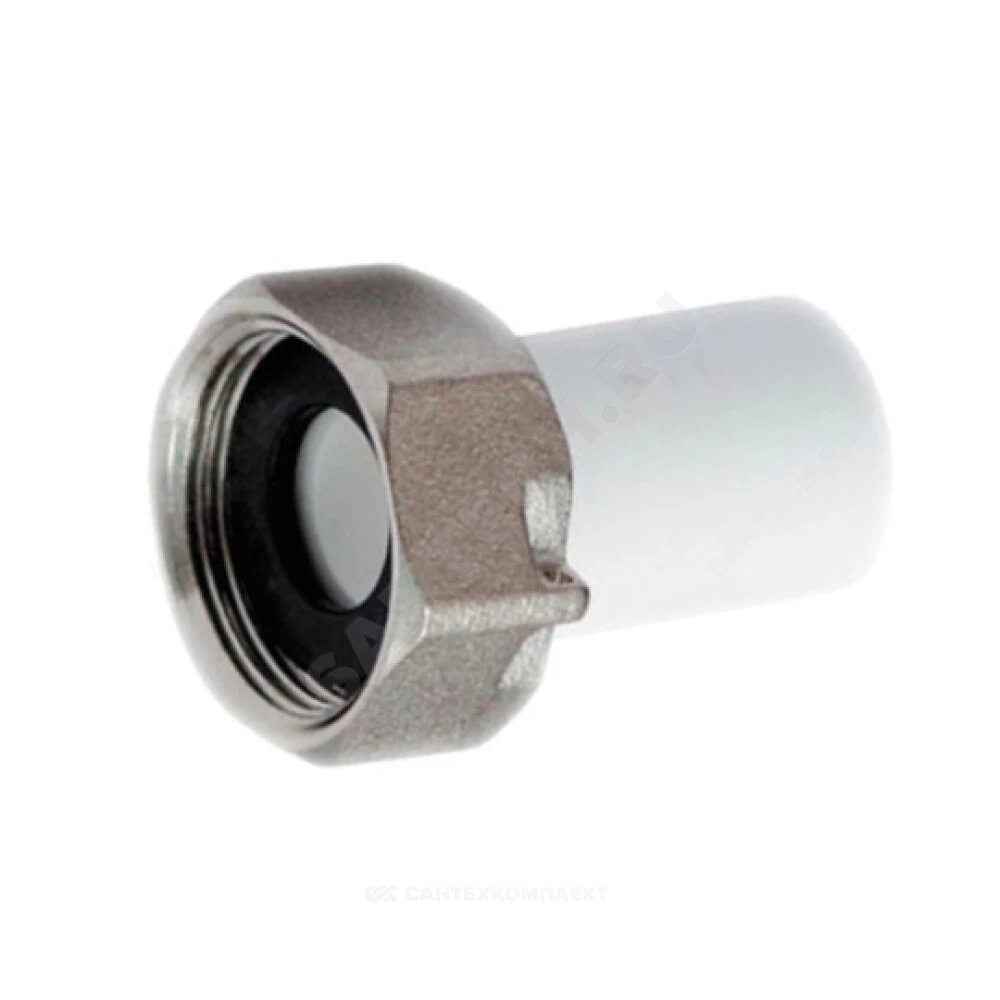 Штуцер PP-R белый Дн 25х1" с накидной гайкой для присоед. счетчика воды под пломбу RTP (РосТурПласт) 10854