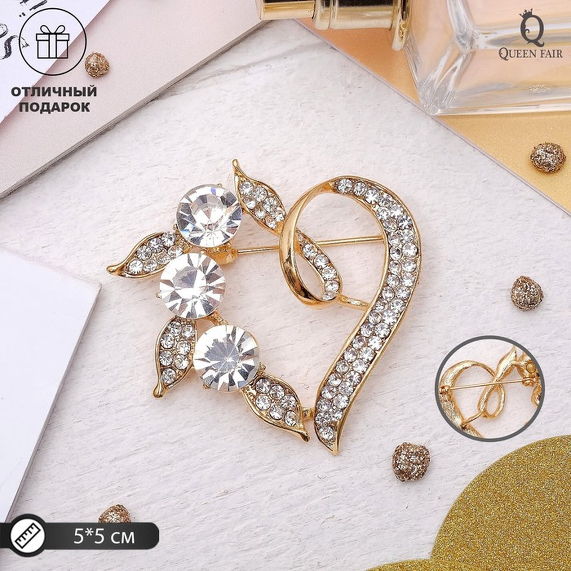 Брошь, стразы, стекло