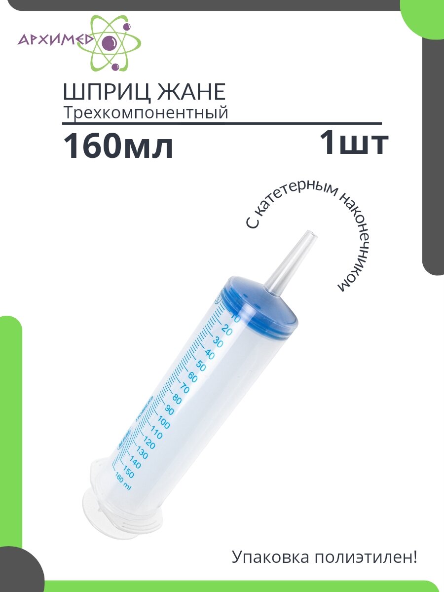 Шприц Жане большой для промывания полостей 150мл трёхкомпонентный