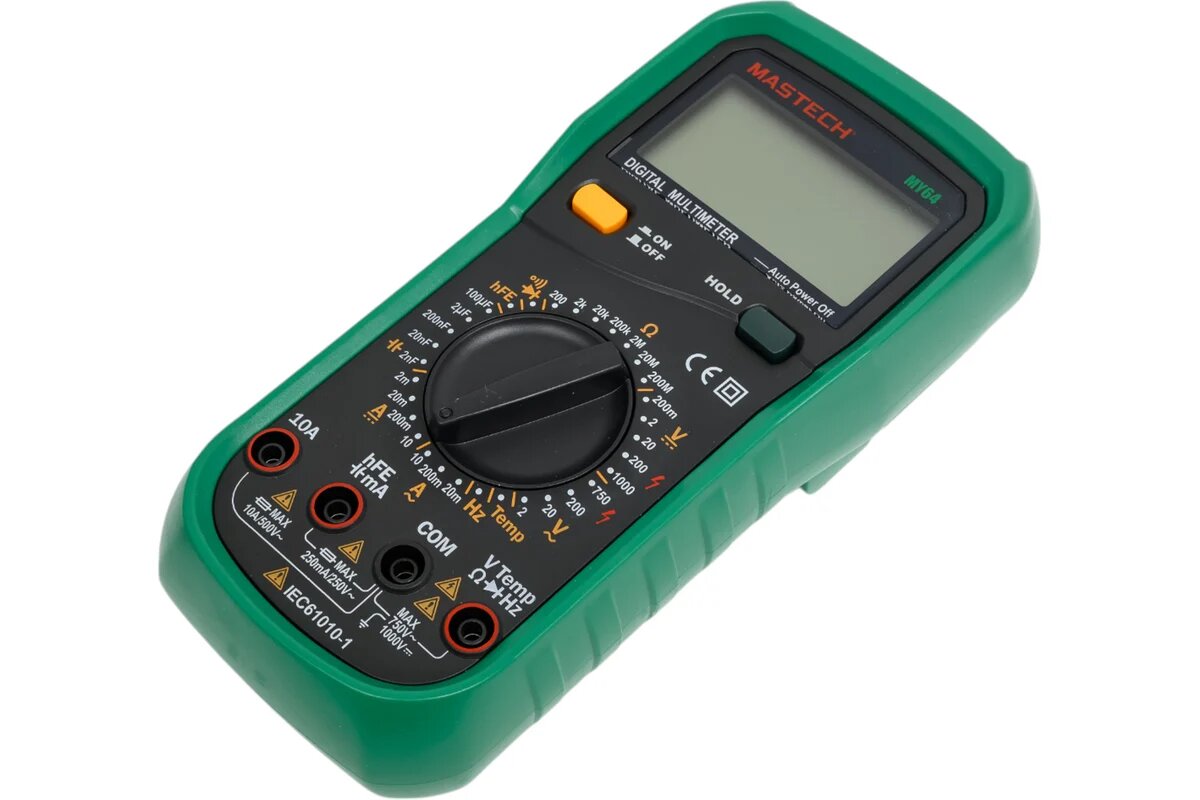 Мультиметр Mastech MY64, цифровой, прозвонка, напряжение, емкость, сопротивление, ток