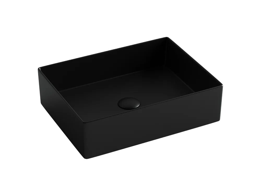 Накладная раковина Ceramicanova Элемент (Element) CN6069MB 47 без отверстия под смеситель, фарфоровая, прямоугольная, раковина для ванной, черная, матовая