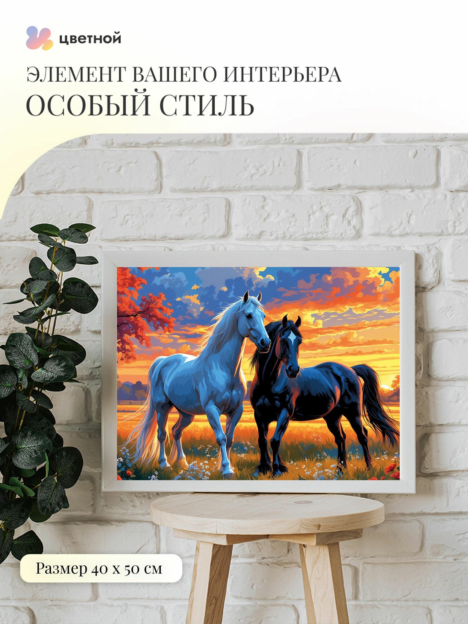 Картина по номерам Лошади